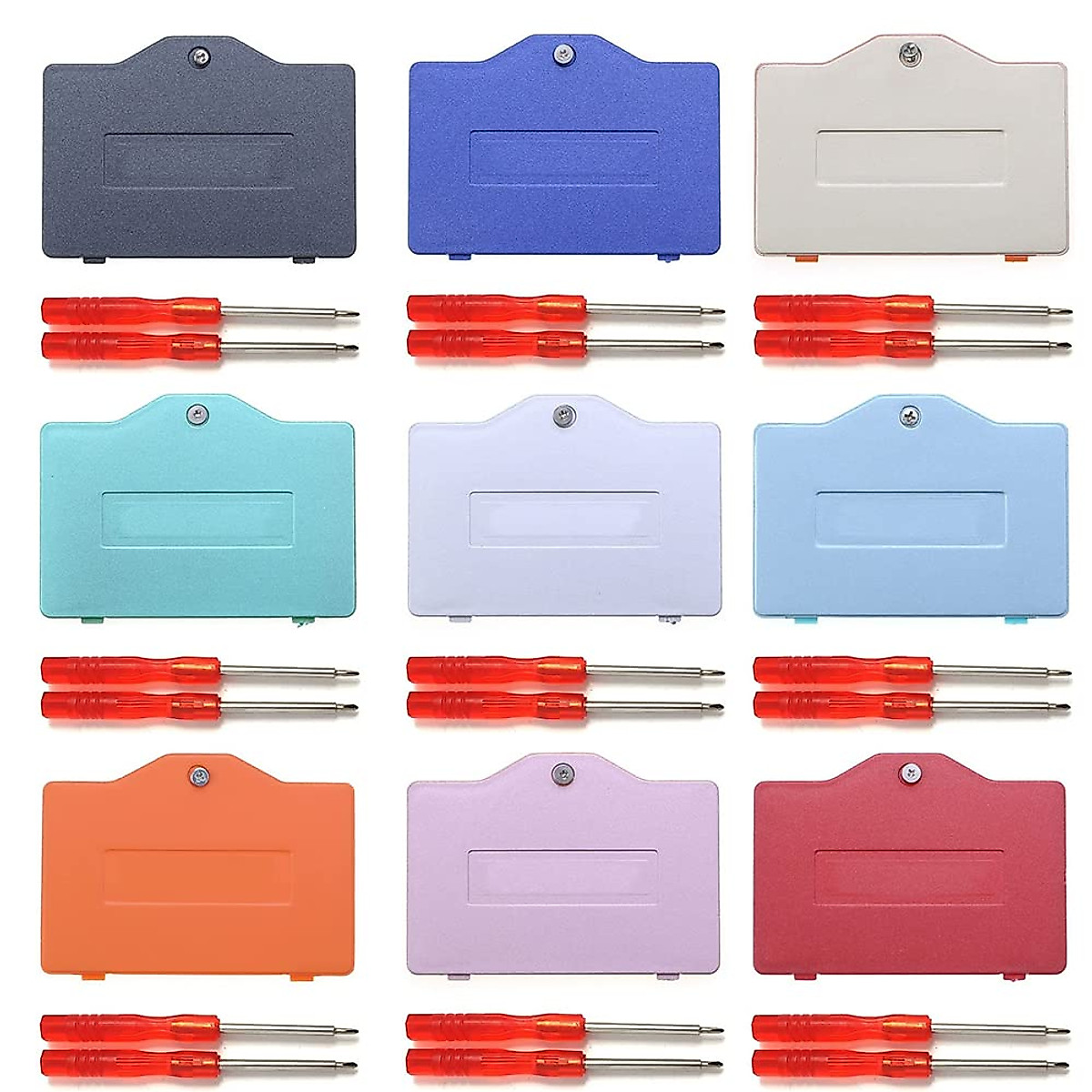 Plastic Battery Cover Lid Door with Screwdrivers for Gameboy Advance SP GBA SP Game Console Back Door Replacement (Orange)