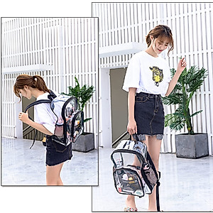 AONETIGER Clear Black Backpack Heavy Duty PVC with Reinforced Strap,Transparent Water-Resistant Backpack for Shool Work