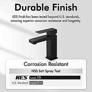 KES Black Bathroom Faucet Single Handle Type Bathroom Sink Faucet Stainless Steel Faucet Lavatory cUPC Certified Vanity Sink Faucet Matt Black, L3156ALF-BK