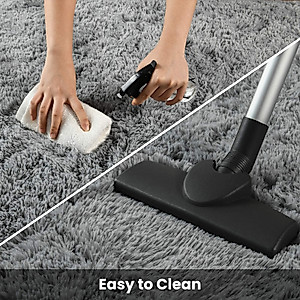 Terrug Fluffy Large Area Rugs for Living Room Bedroom, Grey 8x10 Rug Washable Shag Carpet, Super Soft Fuzzy Plush Non-Slip Cute Modern Kids Rug for Nursery College Dorm Classroom Kids Room Home Decor