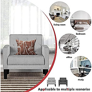 VAMEPOLE Modern Accent Chairs Set of 2, Comfy Living Room Chair, Cozy Tufted Mid Century Modern Accent Chair, Upholstered Reading Arm Chair for Living Room, Bedroom Sofa Chair(Light Grey, Set of 2)