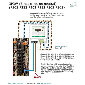 DAE P253-200-S KIT, 208/240V, 200A, 3P3W(3 hot wire, no Neutral), RS485, UL CTEP kWh Smart Submeter, 2 CTs (dia. 1.02")