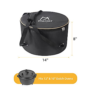 Morjor Dutch Oven Bag for 12 & 10 Inch Dutch Oven, Carry Bag with Extra Inner Crossed Straps & 2 Pockets