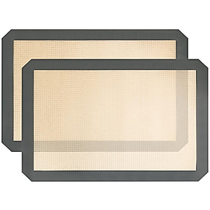 Silicone Baking Mat, 2pcs 16.5"×12" Silicone Reusable Baking Mat, Non-Stick, Food Safe Oven Baking Mats for Baking, Making Cookies, Bread