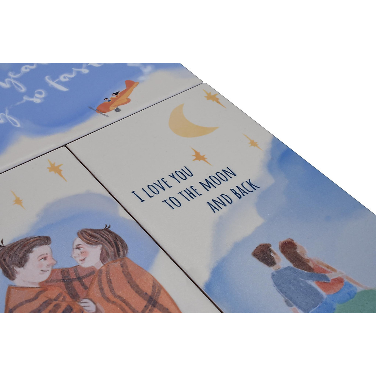 Pirantin 10th Anniversary Ceramic Loving Couple Collage - Romantic Free Standing Ornament (uv-tileblanket10), Creme