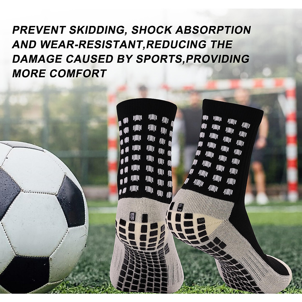 Grip Soccer Socks with Shin Guard Sleeves & Straps | Anti Slip Non-Skid Durable & Comfy Football Socks for Training & Matches