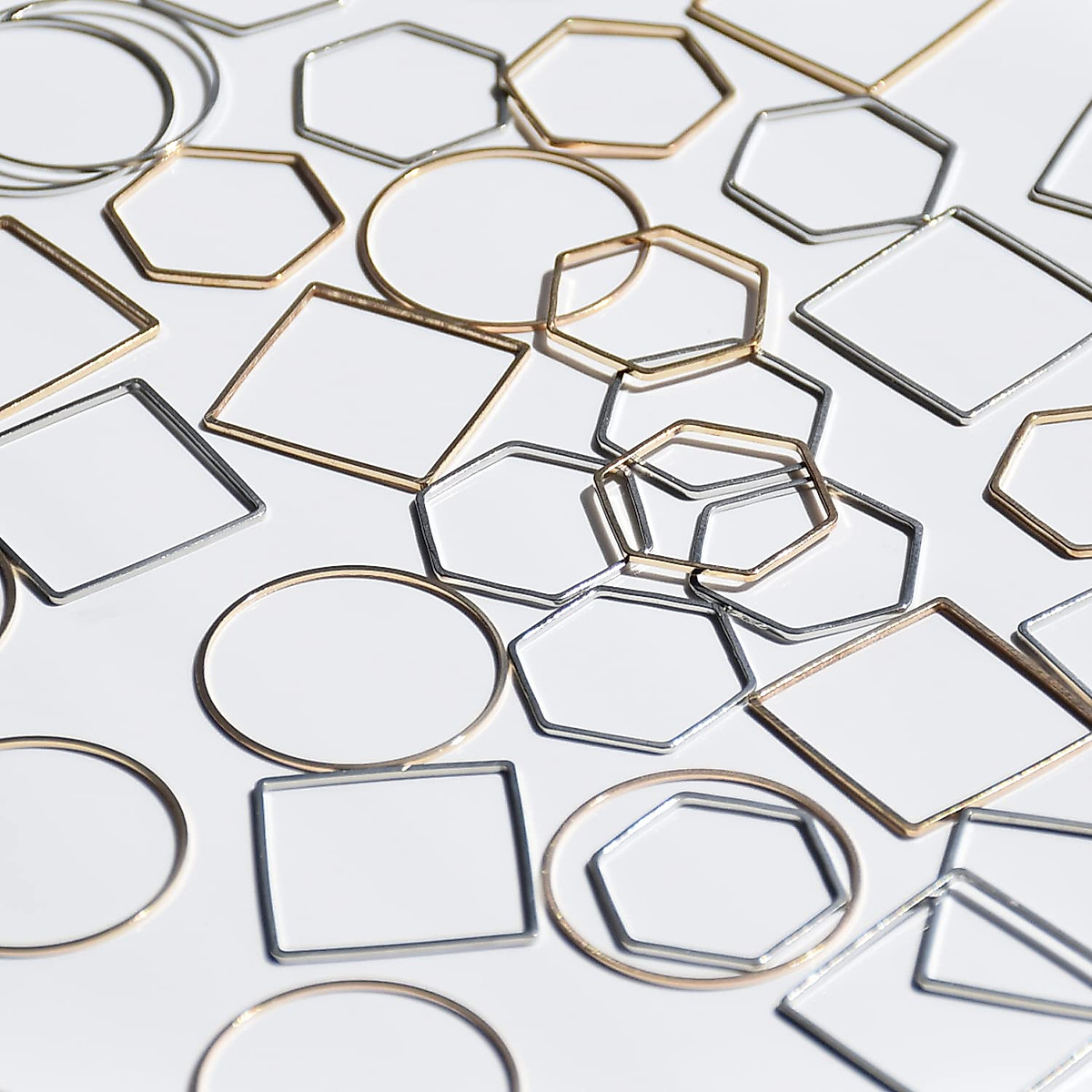 Earrings Beading Hoop for Jewelry Making, FANMAOUS Earrings Findings Hoops Earring Charms Open Bezel Pendant Frame for DIY Craft,Earring Necklace,Crafts Supplies (60 pcs (Round/Square/Hexagon))