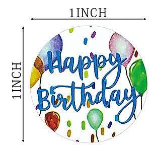 2 Roll/1000Pcs Happy Birthday Stickers Round Seals Labels Adhesive Labels for Baby Shower and Happy Birthday Party Decorative, Cards Gift Envelopes Boxes, 1.5Inch