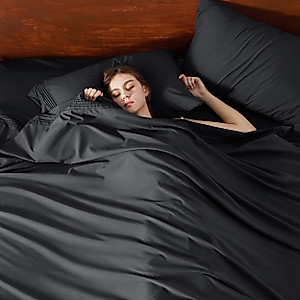 Bedsure Full Size Sheet Set Black Bundle Deep Pocket Full Size Sheet Set Fits Mattresses Up to 24" Thick