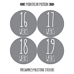 Months In Motion Weekly Pregnancy Growth Sticker | Week to Week Pregnant Expecting Photo Prop | Maternity Keepsake | Baby Bump | Weekly Stickers Photo (Set of 36 Stickers)