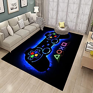 Game Controller Gamepad Pattern Modern Area Rugs Non-Slip Gaming Rug Boys Rugs Doormats Gamer Carpets for Living Room Bedroom Boys Teens Game Room Decor 60x39 Inch
