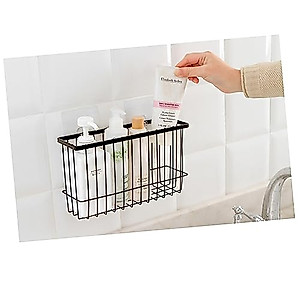 HOLIDYOYO Bathroom Shelf Underwire Wire Storage Baskets Kitchen Counter Hooks Accessories Rustproof Wire Basket Closet Organizer Bins Pickle Crock Tank Shower Stall Bathroom Organizer Black