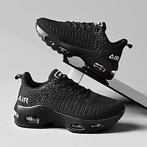 M MAGPER Women Air Running Sneakers Lightweight Walking Athletic Gym Sports Tennis Shoes Allblack US 9 B(M)