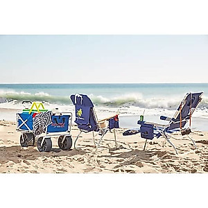 SMVE_Beachcomber XL Wagon Heavy Duty Collapsible Outdoor Folding Wagon Camping Utility Cart Adjustable Rolling Cart All Terrain Sports Beach Wagon with Oversized Wide Rubber Wheels for Sand
