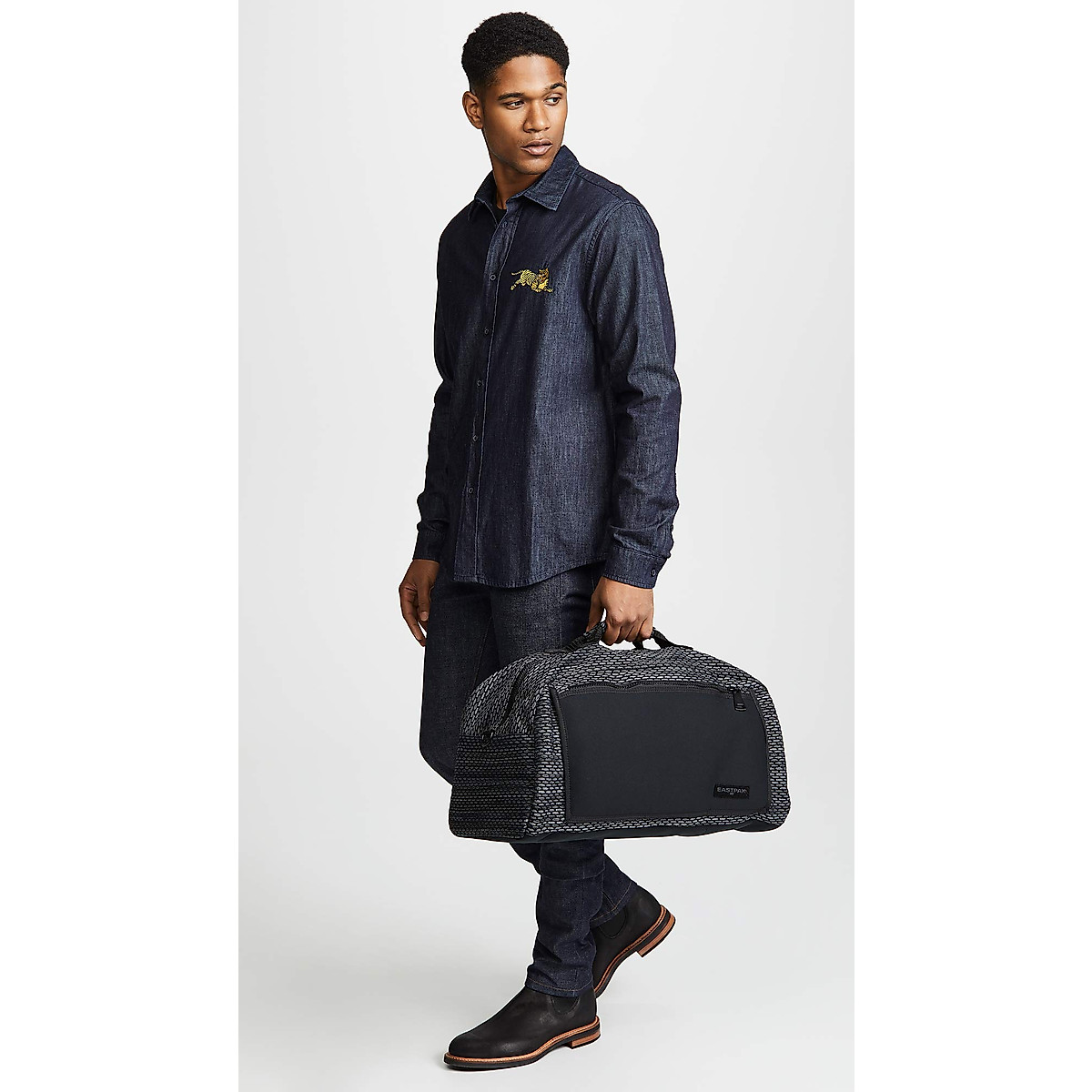 Eastpak Men's Stand Duffel, Dark Twine, Black, Grey, Print, One Size