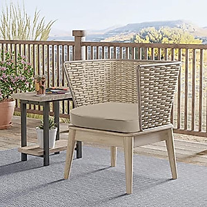 idee-home Outdoor Chair Cushions Set of 2, Waterproof Patio Furniture Cushions with Ties, Thick Outdoor Cushion Seat Cushion Dining Chair Cushions 17" x 16" x 3" Indoor Chair Pads Antique Beige