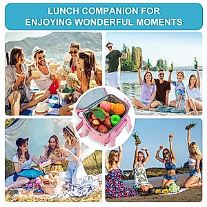 RONROX Large Lunch Box for Women and Men, Double Deck Insulated Lunch Bag with 900D Oxford, Expandable Leakproof Reusable Lunch Cooler Bag for Work, Office, Picnic, 17L, Pink