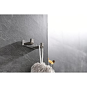 Lexora Bagno Bianca Stainless Steel Double Robe Hook - Gun Metal