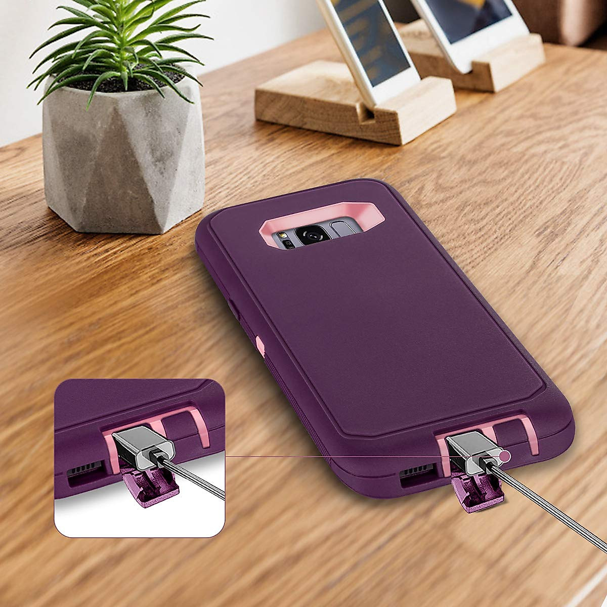 I-HONVA for Galaxy S8 Plus Case Shockproof Dust/Drop Proof 3-Layer Full Body Protection [Without Screen Protector] Rugged Heavy Duty Cover Case for Samsung Galaxy S8 Plus, Purple/Pink