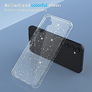 KSWOUS for Samsung Galaxy A14 5G Case Glitter Clear with Screen Protector[2 Pack], [Military Protection] Bling Sparkly Cute Shockproof Slim Cover for Women Girls Phone Case for Samsung A14 5G