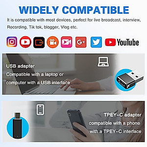 Wireless Lavalier Microphone System for Android/Computer/Laptop, Mini Bluetooth Microphone Cordless Lav Mic with 30Hours Charge Case,USB-C Lapel Microphone Wireless for YouTube Podcast Tiktok Vlog ect