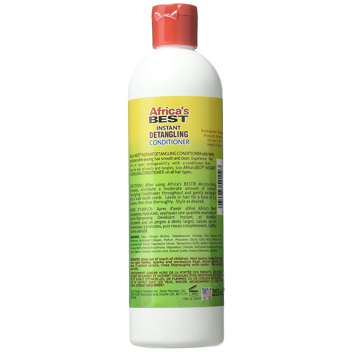 AFRICA'S BEST Instant Detangling Conditioner, 12 Oz, Brown, 1-104-12-1200