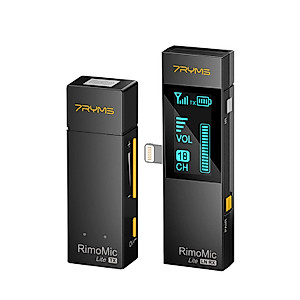 7RYMS RimoMic Lite LN Mini Wireless Microphone, Lavalier Microphone for iPhone Vlogging, Phone Gimbal Video Recording, Phone Interview- Compatible with iPhone 13 12 11 X XS 8 7 6 pro/max/Mini