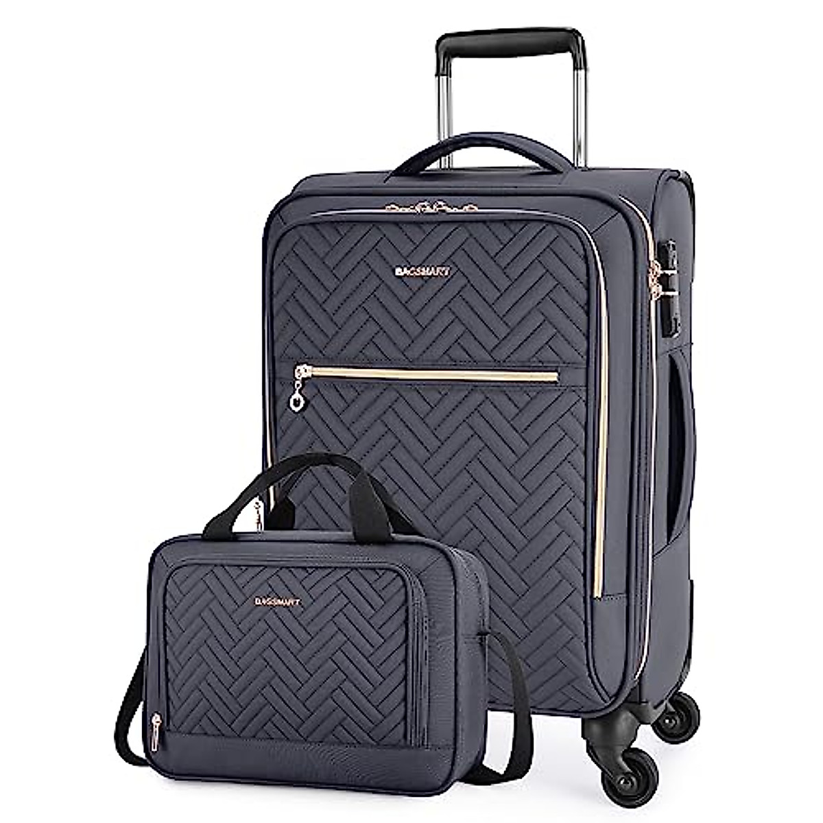 BAGSMART Carry On Luggage 20 Inch, Expandable Suitcase, 2 Piece Luggage Sets Luggage Airline Approved Rolling Softside Lightweight Suitcases with Front Pocket for Women Men, Carry-On Grey