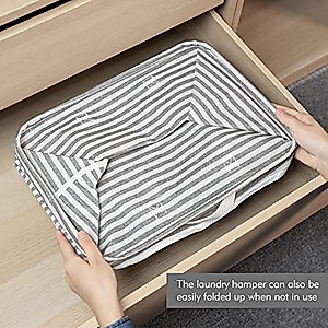 DOKEHOM 80L [2 Pack] Freestanding Laundry Hamper with Handle, Collapsible Large Cotton Storage Basket for Clothes (Grey)