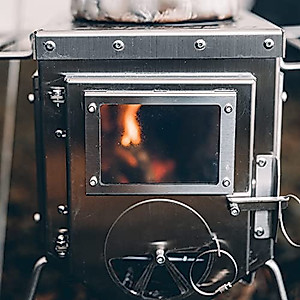 XCMAN Camping Tent Wood Stove with 6 Section Chimney Pipes,Three-View Windows Portable Wood Stove, Ice Fishing Shelters, Hunting, Outdoor Cooking Heavy Gauge 304 Stainless Steel