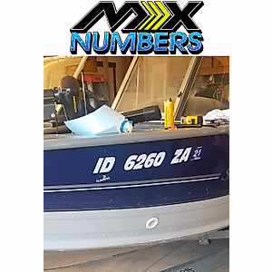 MxNumbers- Custom Boat Registration Numbers & Letters Vinyl Decals | Set of Two Hull Registration ID Stickers | Made for You Choose Color & Font | Marine Lettering Stickers (3" Height x 23" Wide)