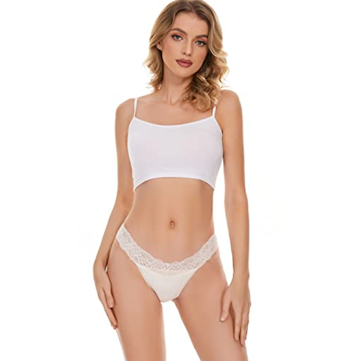 VEMILOTS Lace Thongs for Women Pack Seamless Stretch No Show Underwear Cotton Modal Thong Panties 5 Pack(5pc Classic Assorted-M)