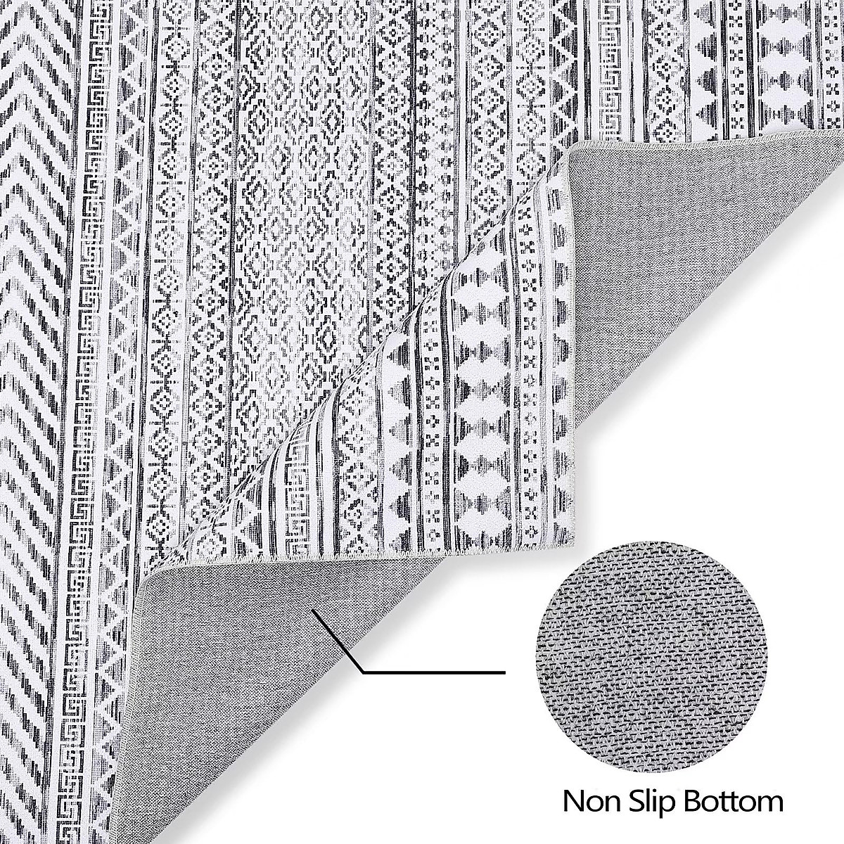 Zacoo Area Rug 9 x 12 Boho Rug Machine Washable Geometric Rug Indoor Modern Moroccan Floor Carpet Extra Large Soft Non-Slip Farmhouse Floorcover Home Decor Rug for Kitchen Living Room Bedroom, Grey
