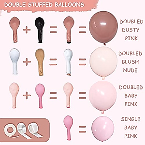 Blush Dusty Pink Balloon Garland Matte Latex Nude Pink Balloons Double-Stuffed Retro Pink Balloon Arch Kit For Party Wedding Baby Shower Graduation Birthday Decoration
