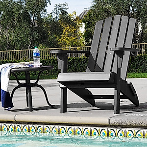 PolyTEAK Folding Adirondack Chair, Premium Weather Resistant Poly Lumber, Outdoor Patio Furniture, Up to 300 lbs, Plastic Adirondack Chairs for Patio Garden Fire Pit, Classic Collection - Black