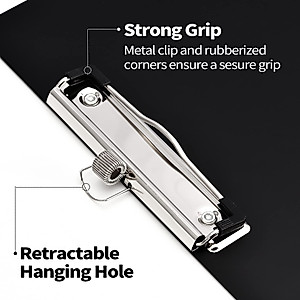 Sooez Plastic Clipboard with Pen Holder, [10% Thicker] Clip Boards 8.5x11 with Low Profile Clip, Cute Hanging Clipboard, Standard Letter A4 Size for Women Teacher, Office & School Supplies, Neno Pink