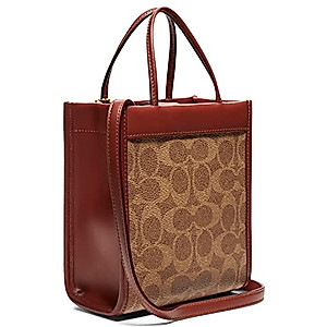 COACH Coated Canvas Signature Mini Cashin Tote Tan Rust One Size