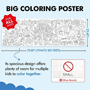 JellyPanda Easter Large Coloring Table Cloth Happy Easter Giant Coloring Poster Bunny Egg Pages Sheets Paper for Kids Adults 71 * 23.6 in