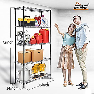 EFINE 5-Tier Steel Wire Shelving Rack with 5-Shelf Liners, Adjustable, NSF Certified Heavy Duty, 350lbs Loading Capacity Per Shelf(36"W x 14"D x 72"H)Pole Diameter 1"