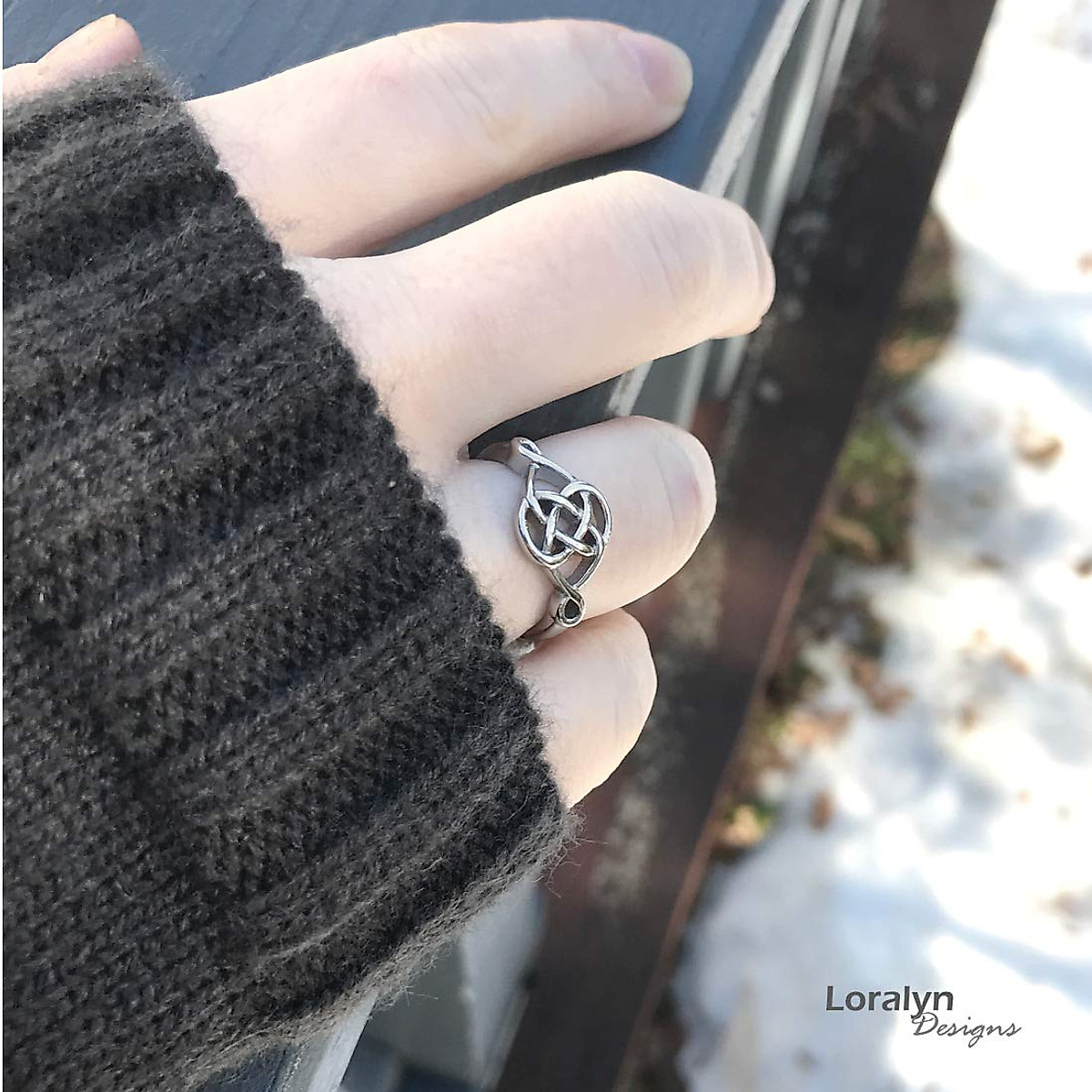 Loralyn Designs Celtic Love Knot Stainless Steel Irish Ring Womens