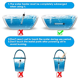 Immersion Water Heater for Boiling Bath Water,Portable Electric 304 Stainless Heater Outdoor with Guard Cover -LCD Thermometer,for MotorhomeTub Buckets ,Boils 5 Gallon Bucket of Water in Minutes (A3)