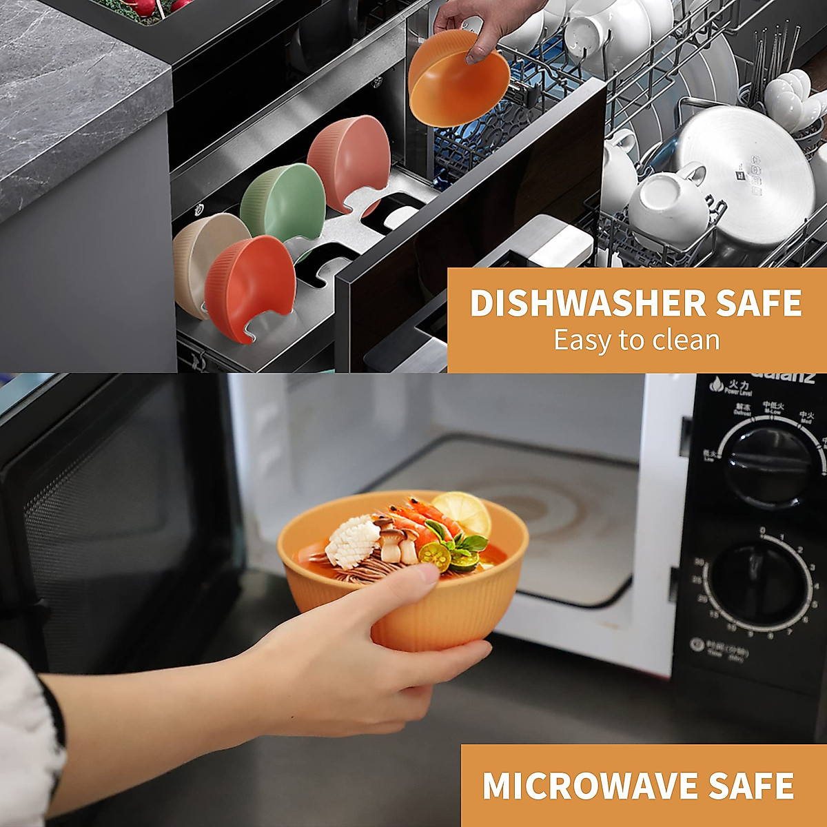 becutlery Reusable Bowls Set Unbreakable Cereal Bowls,24 OZ Wheat Straw Fiber Lightweight Bowl Sets 8, Microwave and Dishwasher Safe,Use for Ramen, Soup, Salad -Multi Color