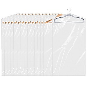 15 Pack (24 x 40 In) Plastic Clear Clothes Covers,Dry Cleaners Bags Hanging Clothing Covers Clear Garment Bags Hanging Dust-proof Clothing Protector Covers for Home Storage Clothing Stores & Travel.