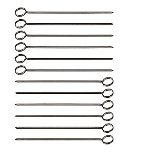 Great Credentials 8-Inch Long Stainless Steel Skewers, Barbecue Skewers, BBQ Skewers, Shish Kebab Kabob Skewers, Ring-Tip Handle, 1-Dozen