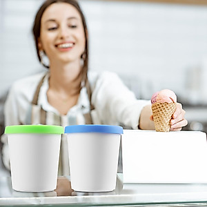 Uiifan 4 Pcs 1 Qt Ice Cream Containers for Homemade Ice Cream Reusable Ice Cream Storage Containers with Silicone Lids for Freezer, Freezer Containers Tubs for Ice Cream Sorbet and Gelato Storage