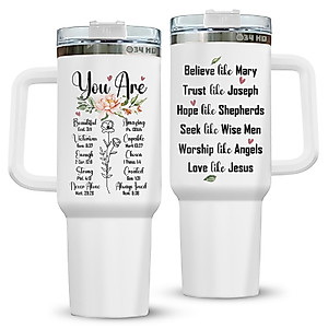 34HD Inspirational Religious Gifts for Women, Christian Tumbler with Handle and Straw, 40oz God Say You Are Cup, Birthday Mothers Day Gifts for Mom Grandma Sister Aunt Friend