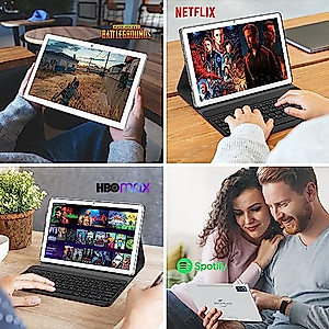 【2023 Newest Tablet】Android 12 Tablet with Keyboard, 16(8+8)GB RAM 128GB ROM 1TB Expand Tablets 10 inch, 2.4G/5G WiFi Tablet Android, Octa-Core 1920 * 1200 IPS Display 13MP Camera, 7000mAh GPS, Silver