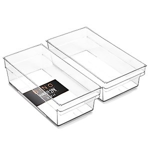 BINO | Plastic Storage Bins, Medium - Shallow | THE HANDLER COLLECTION | Multipurpose Organizer Bins | Kitchen Pantry Organizers and Storage | Clear Containers for Organizing Home | Freezer Organizer