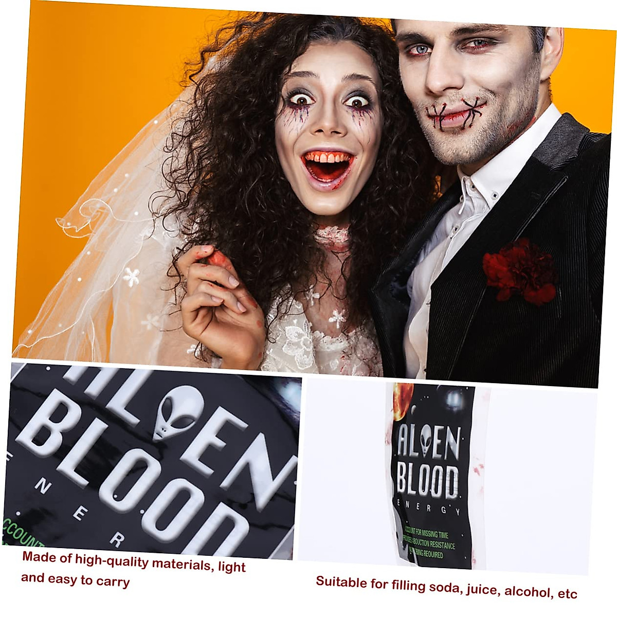 Toyvian Alien Halloween Bag 40 Pcs Beverage Storage Bag Blood Storage Container Leakproof Seal