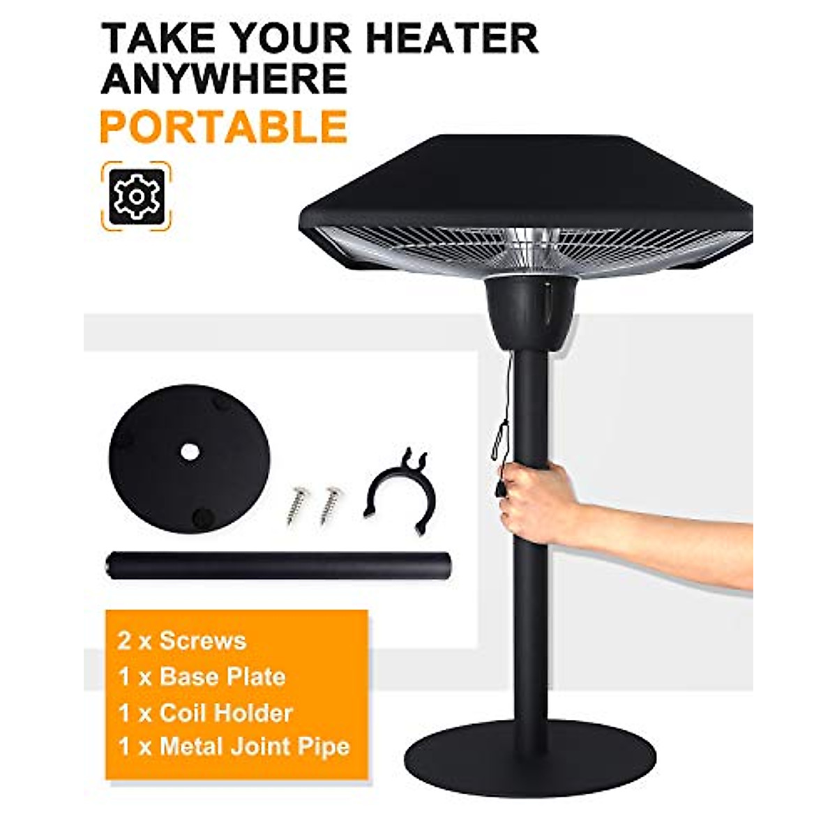 Star Patio Electric Patio Heater, Infrared Heaters, Tabletop Heater, Electric Outdoor Heaters, Outdoor Patio Heater, Classic Sandy Black, 1500W, STP1566-DT